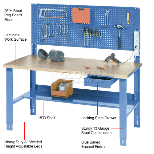 Global Industrial™ Complete Industrial Workbench With Plastic Laminate ...