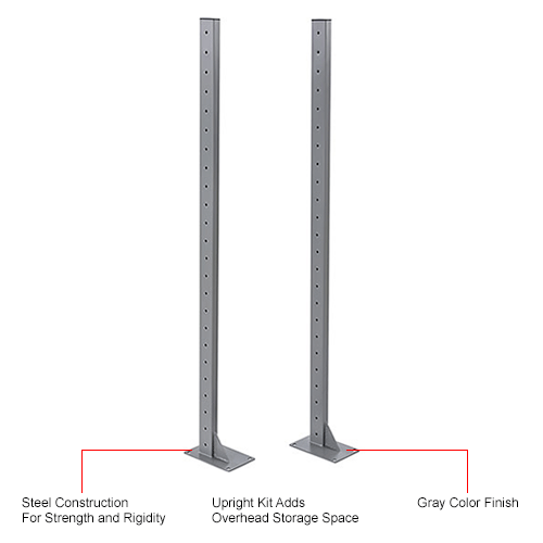 Global Industrial™ Steel Uprights, Gray, 2/Pack | 606940GY ...