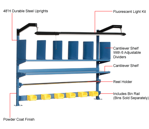 Global Industrial™ Riser Kit w/ Dividers Shelves & LED Light Kit, 60"W ...