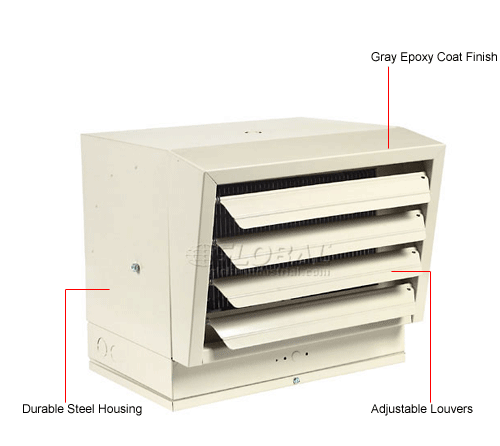 Unit Heater, Industrial Horizontal Downflow, 10kw, 480v | 608024 ...