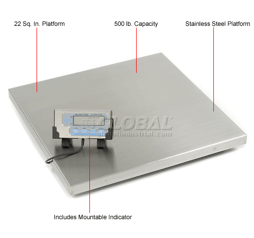 Brecknell PS500 Low Profile Digital Floor Scale 22" x 22" 500lb x 0.2lb ...