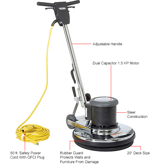 Global Industrial™ Low Speed Floor Machine, 20" Cleaning Path | 641252 ...