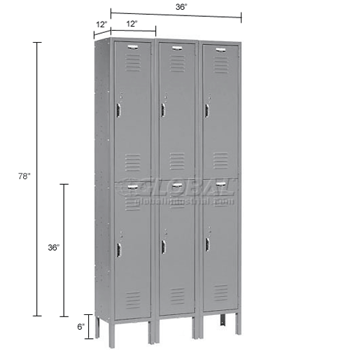 Global Industrial™ Paramount® 2-Tier 6 Door Locker, 12"Wx12"Dx36"H ...