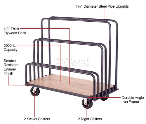 Global Industrial™ Adjustable Mobile Sheet Rack 48"L x 24"W x 36"H ...