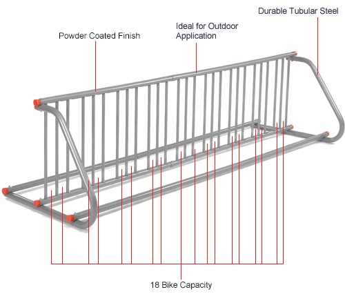 Global Industrial™ Double-Sided Grid Bike Rack, 18-Bike Capacity ...