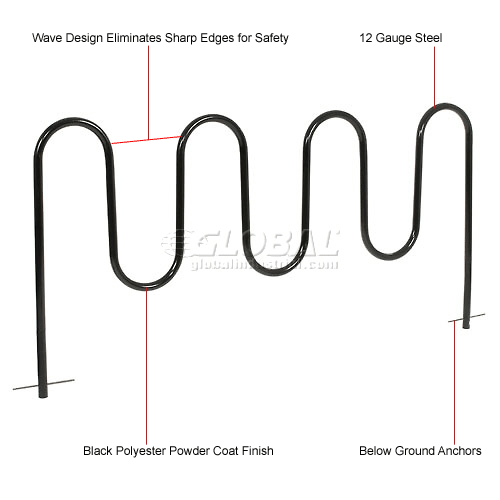 Global Industrial™ Wave Bike Rack, 9-Bike Capacity, Below Ground Mount ...
