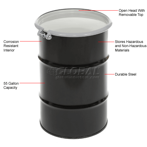 Global Industrial™ Carbon Steel Drum 55 Gallon Open Head | 657106 ...