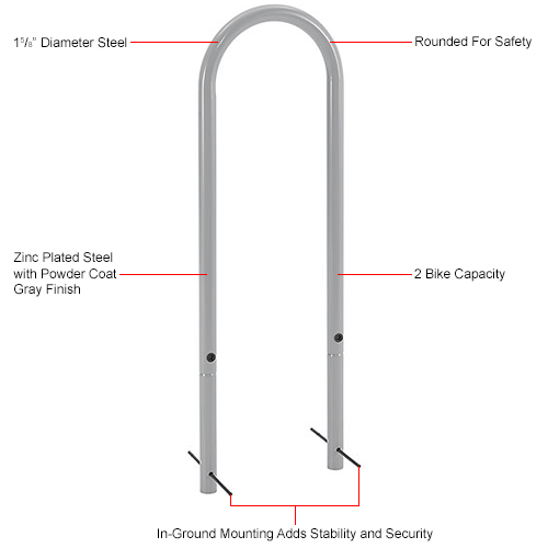 Global Industrial™ U-Rack Bike Rack, 2-Bike Capacity, Below Ground ...