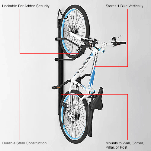 Global Industrial™ Indoor Vertical Bike Rack Mount, Lockable, 1 Bike ...