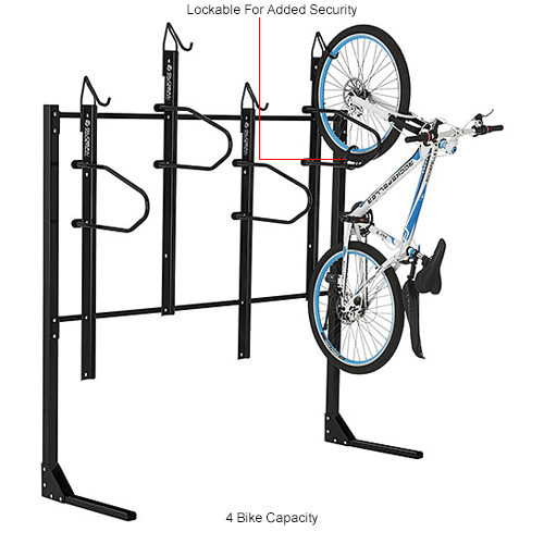 Global Industrial™ Indoor Vertical Bike Rack, Lockable, 4 Bike Capacity ...