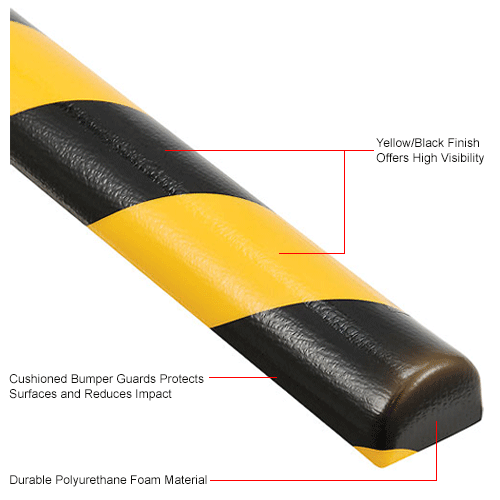 Global Industrial™ Surface Bumper Guard, Type C, 39-3/8"L, Black/Yellow ...