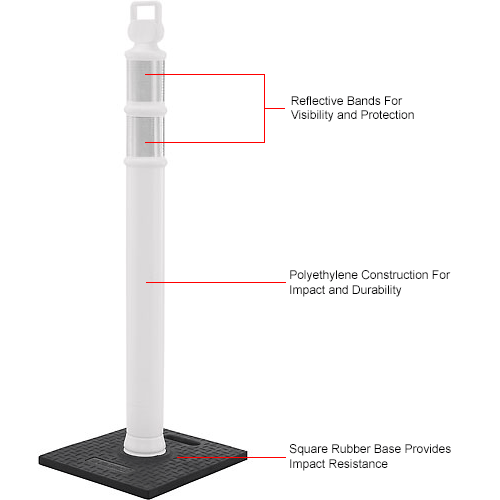 Global Industrial™ Portable Reflective Delineator Post with Square Base ...
