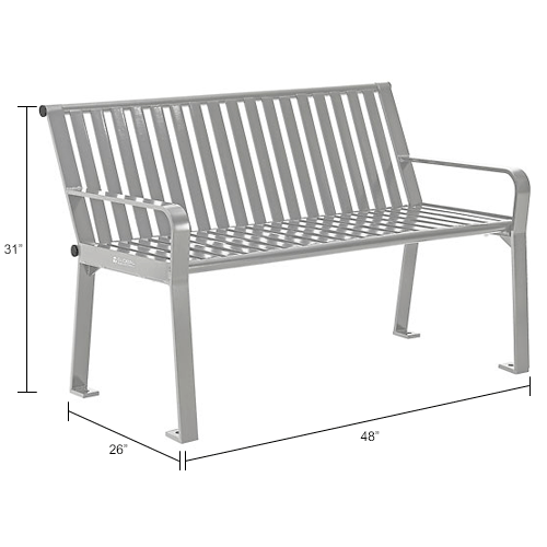 Global Industrial™ 4' Outdoor Bench with Back, Vertical Steel Slat ...