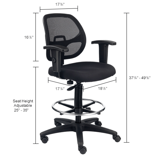 Interion® Drafting Stool, Fabric, Black | 695262 - GLOBALindustrial.ca