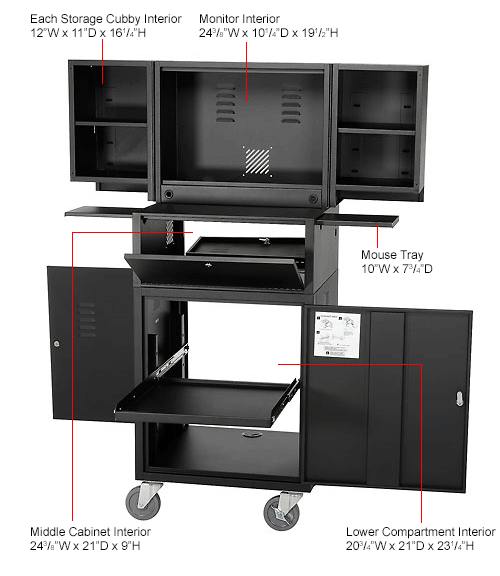 Global Industrial™ Mobile Fold-Out Computer Cabinet, Black, Unassembled ...