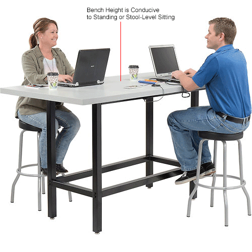 Interion® Standing Height Table With Power, 72"L x 36"W, Gray | 695431 ...