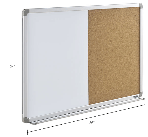 Global Industrial™ 36"W x 24"H Combination Board - Whiteboard/Cork ...