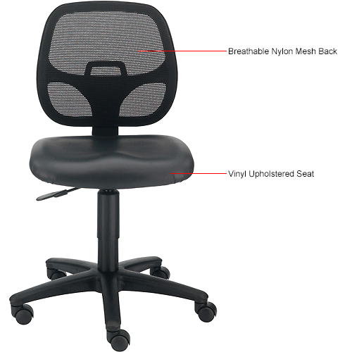 Interion® Mesh Office Chair With Mid Back, Vinyl, Black | 695644V ...
