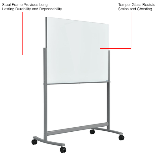 Global Industrial™ Mobile Glass Board - 72"W x 48"H | 695693 ...