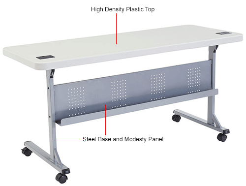 Interion® 72" x 24" Blow Molded Foldable Training Table - White ...