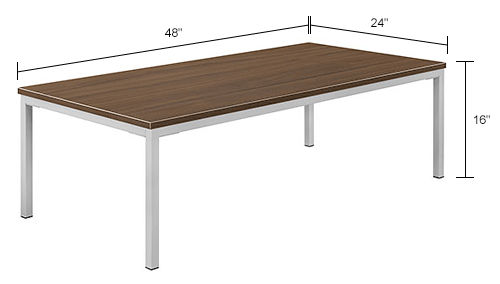 Interion® Wood Coffee Table with Steel Frame - 48" x 24" - Walnut ...
