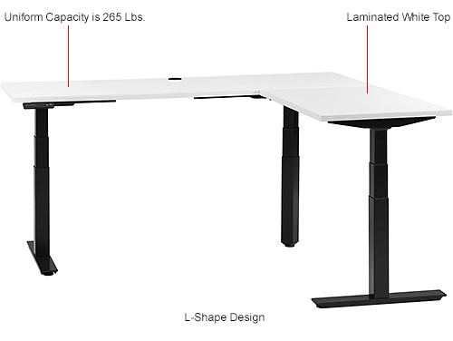 Interion® L-Shaped Electric Height Adjustable Desk, 60"W x 24"D, White ...