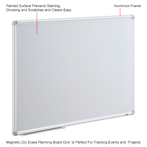Global Industrial™ Magnetic Steel Dry Erase Planning Board, Aluminum ...