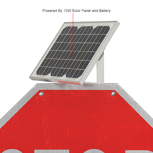 Global Industrial™ 30" Solar Powered Flashing LED Stop Sign, Octagon ...