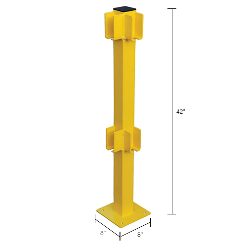 Global Industrial™ Steel Lift-Out Guard Rail Corner Post, Double-Rail ...