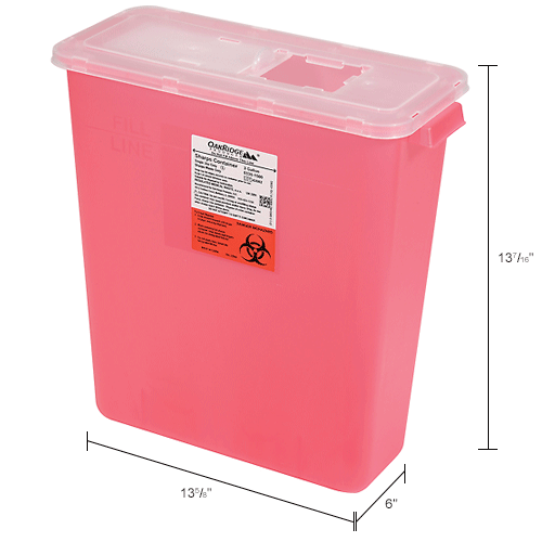Oakridge Products 3 Gallon Sharps Container w/ Slide Lid, Red | 732126 ...