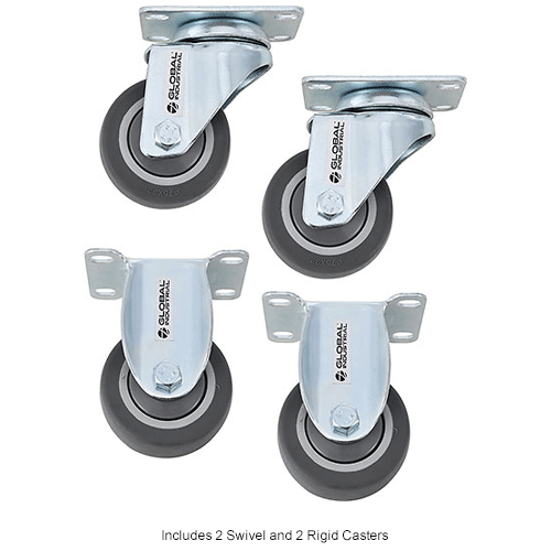 Global Industrial™ 3" TPR Rubber Caster Kit For 6-8BU Plastic Bulk Box ...