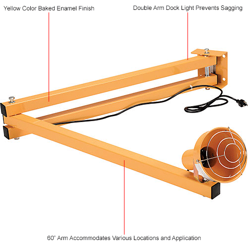 Global Industrial™ Double Arm Dock Light, 60" Reach, Screw-In Med. Base ...