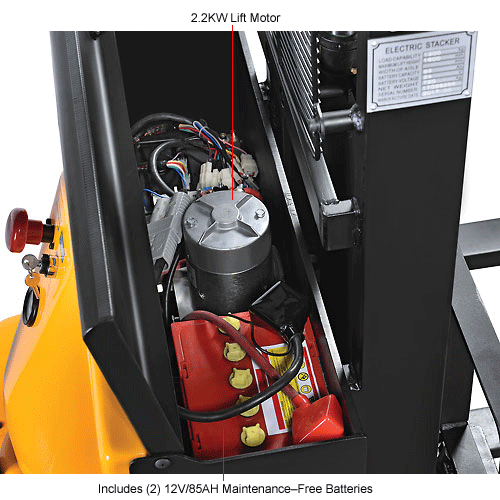 Global Industrial™ Fully Powered Straddle Stacker Lift Truck, 65" Lift ...