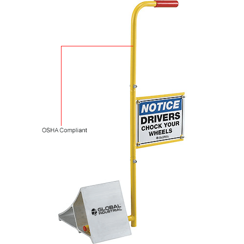 Global Industrial™ Aluminum Wheel Chock with Safety Sign & Handle ...