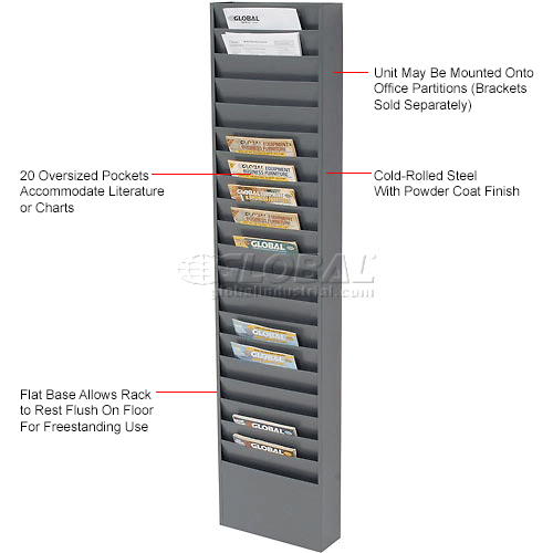 Global Industrial™ 20 Pockets - Medical Chart Hanging Wall File Holder ...