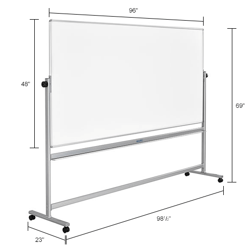 Global Industrial™ Mobile Reversible Whiteboard With Silver Frame, 96 ...