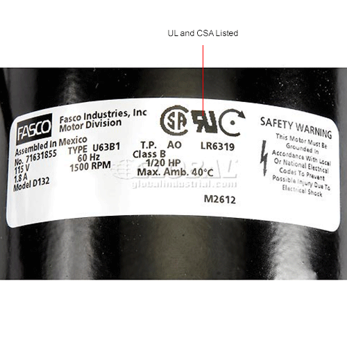 Fasco D132, 3.3" Shaded Pole Open Motor - 115 Volts 1500 RPM | B186686 ...