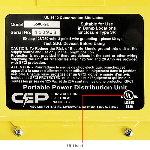 CE 6506UGSX, 50A Temporary Power Box, U-Ground | B2043982 ...