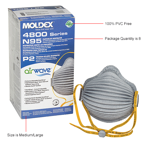 Moldex 4800 4800N95 Series AirWave® N95 Particulate Respirator, OV ...