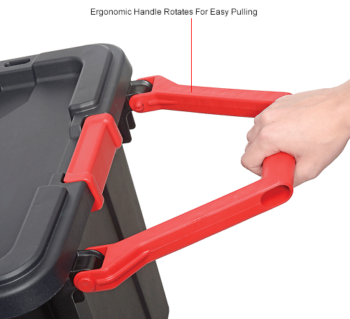 Sterilite Wheeled Industrial Tote - Black/Racer Red 40 Gallon 36-3/4"L ...