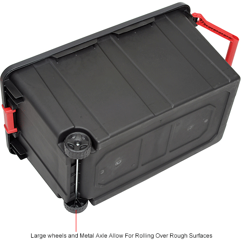 Sterilite Wheeled Industrial Tote - Black/Racer Red 40 Gallon 36-3/4"L ...