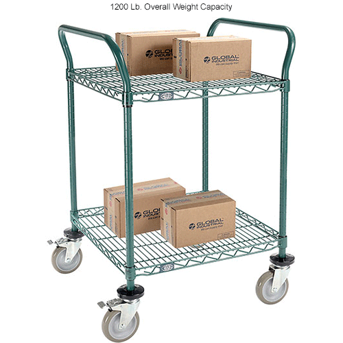 Nexel® Utility Cart, 2 Shelf, Poly-Green®, 24"L x 24"W x 39"H ...