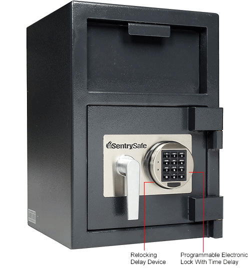 SentrySafe Front Loading Depository Safe DH-074E - 14"W x 15-5/8"D x 20"H, Black | B375957 ...