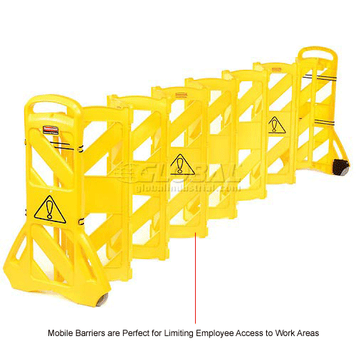Rubbermaid® Extendable Mobile Barrier, FG9S1100YEL | B56183 ...