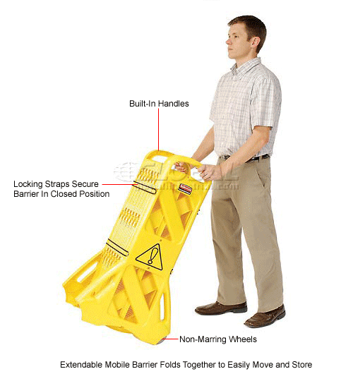 Rubbermaid® Extendable Mobile Barrier, FG9S1100YEL | B56183 ...