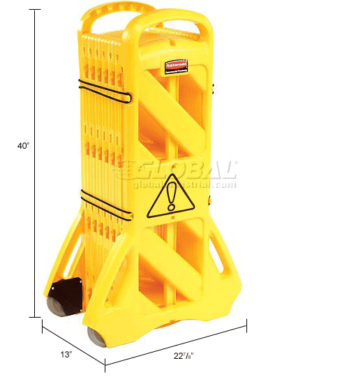 Rubbermaid® Extendable Mobile Barrier, FG9S1100YEL | B56183 ...