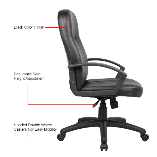 Interion® Executive Office Chair With High Back & Fixed Arms, Synthetic ...