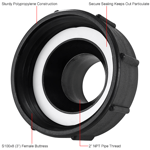 Global Industrial™ Polypropylene S100x8 Female Buttress x 2" Male NPT ...