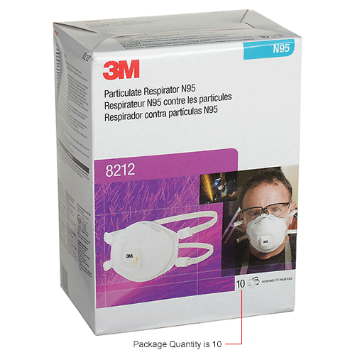 3M™ 8212 N95 Disposable Particulate Welding Respirator Mask, w/Faceseal ...