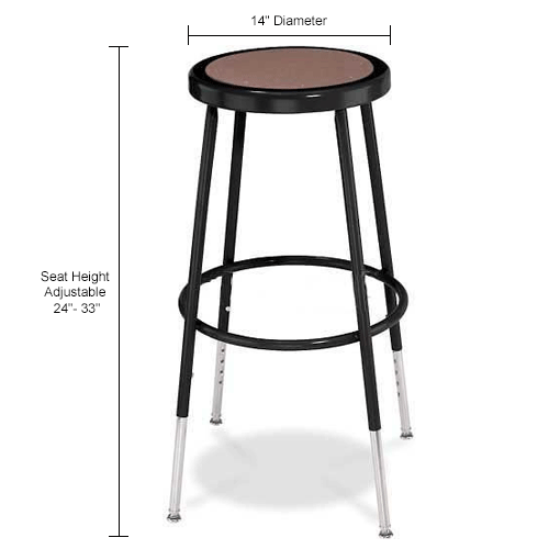 Interion® Steel Shop Stool with Hardboard Seat - Adjustable Height 25 ...